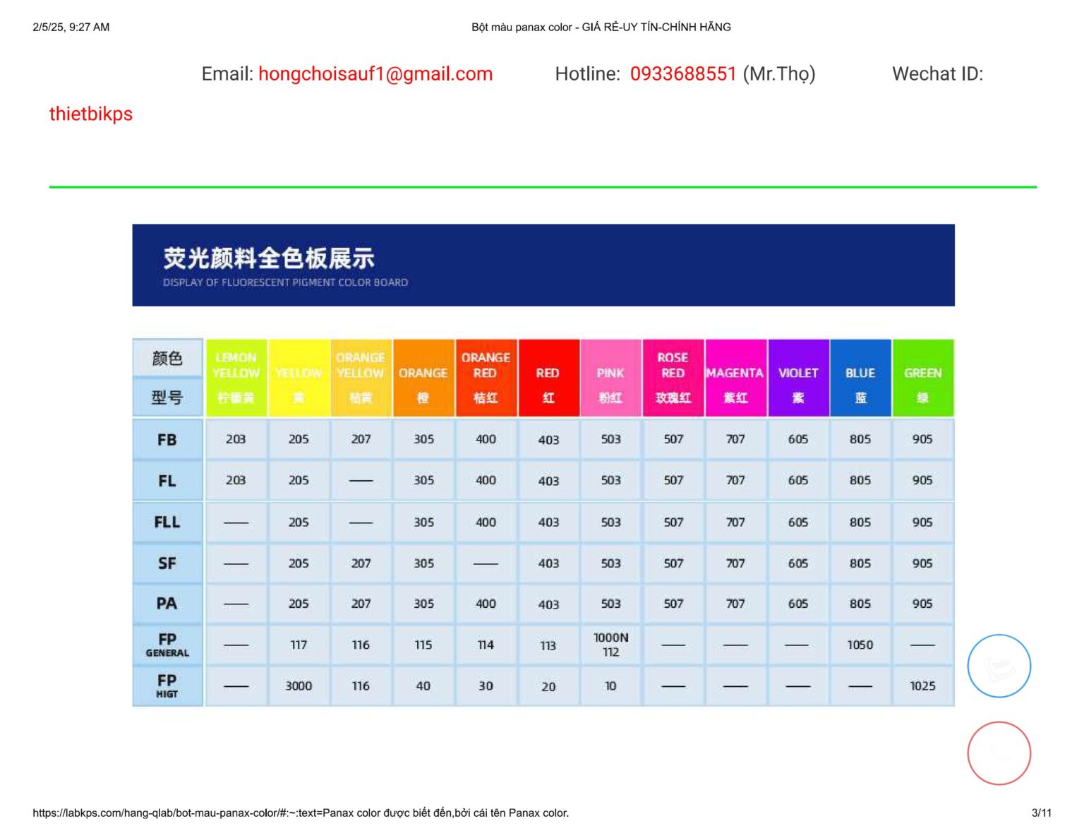 Bột màu panax color - CHUYÊN CUNG CẤP THIẾT BỊ LAB