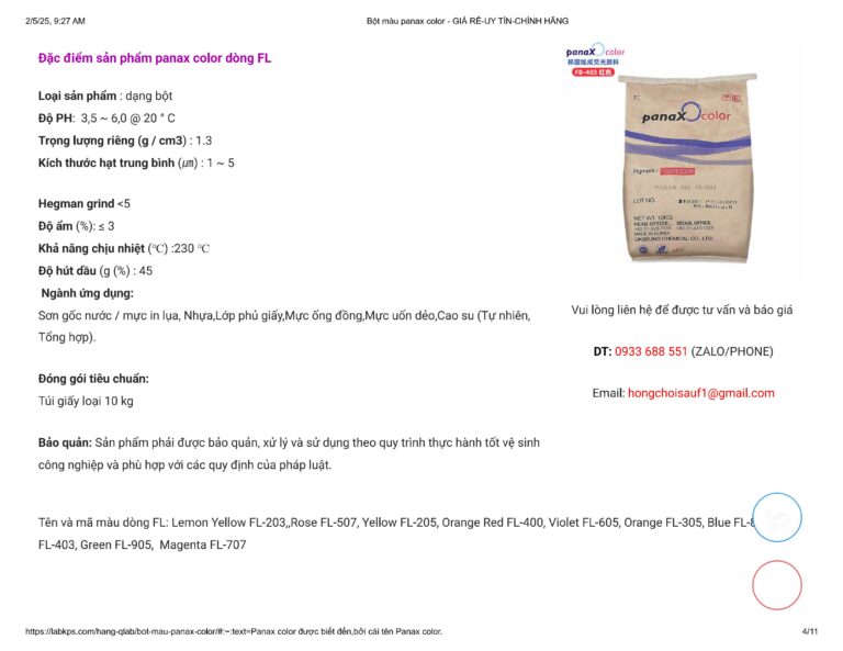 Bột màu panax color - CHUYÊN CUNG CẤP THIẾT BỊ LAB